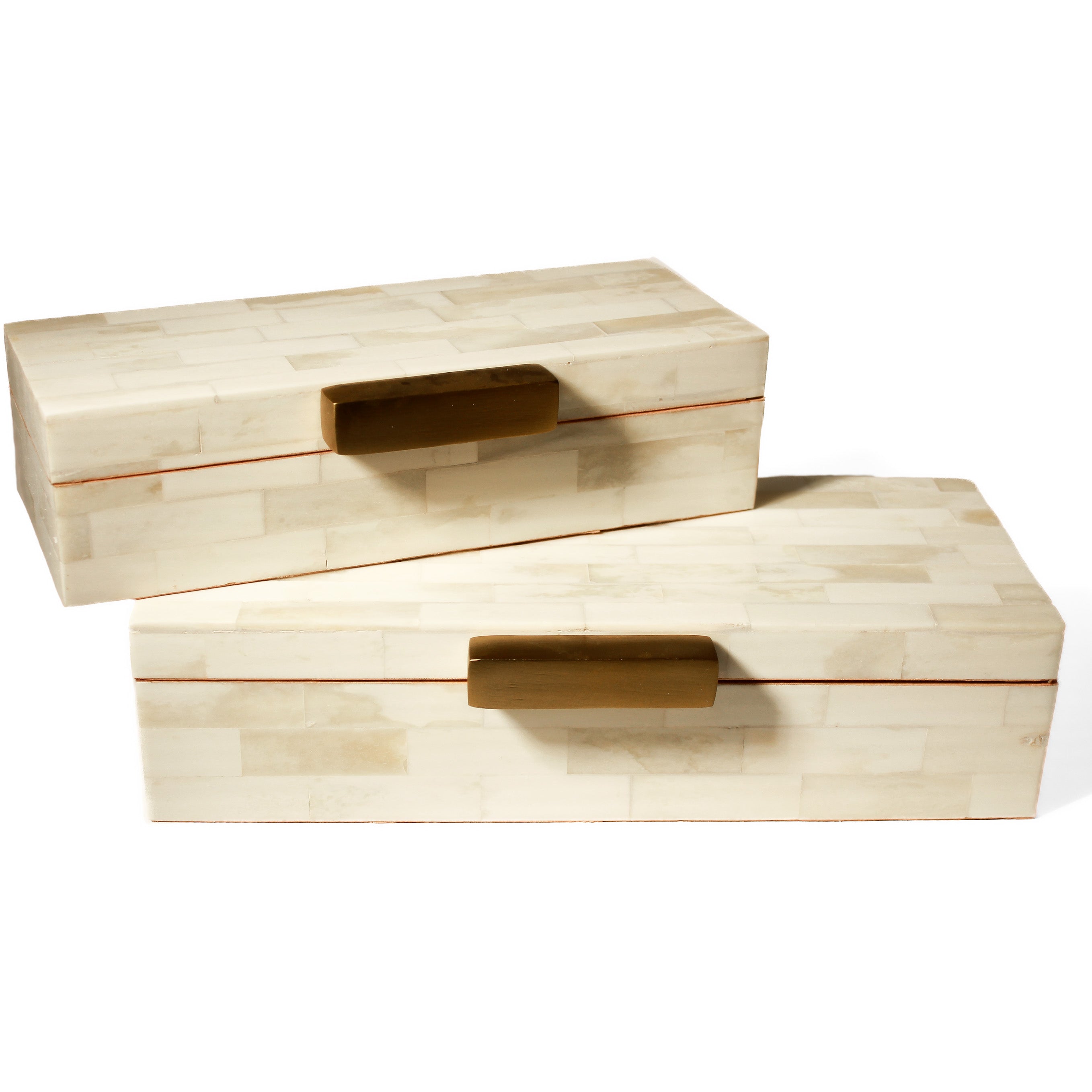 White Bone Box with Brass Handle | Rome Curate