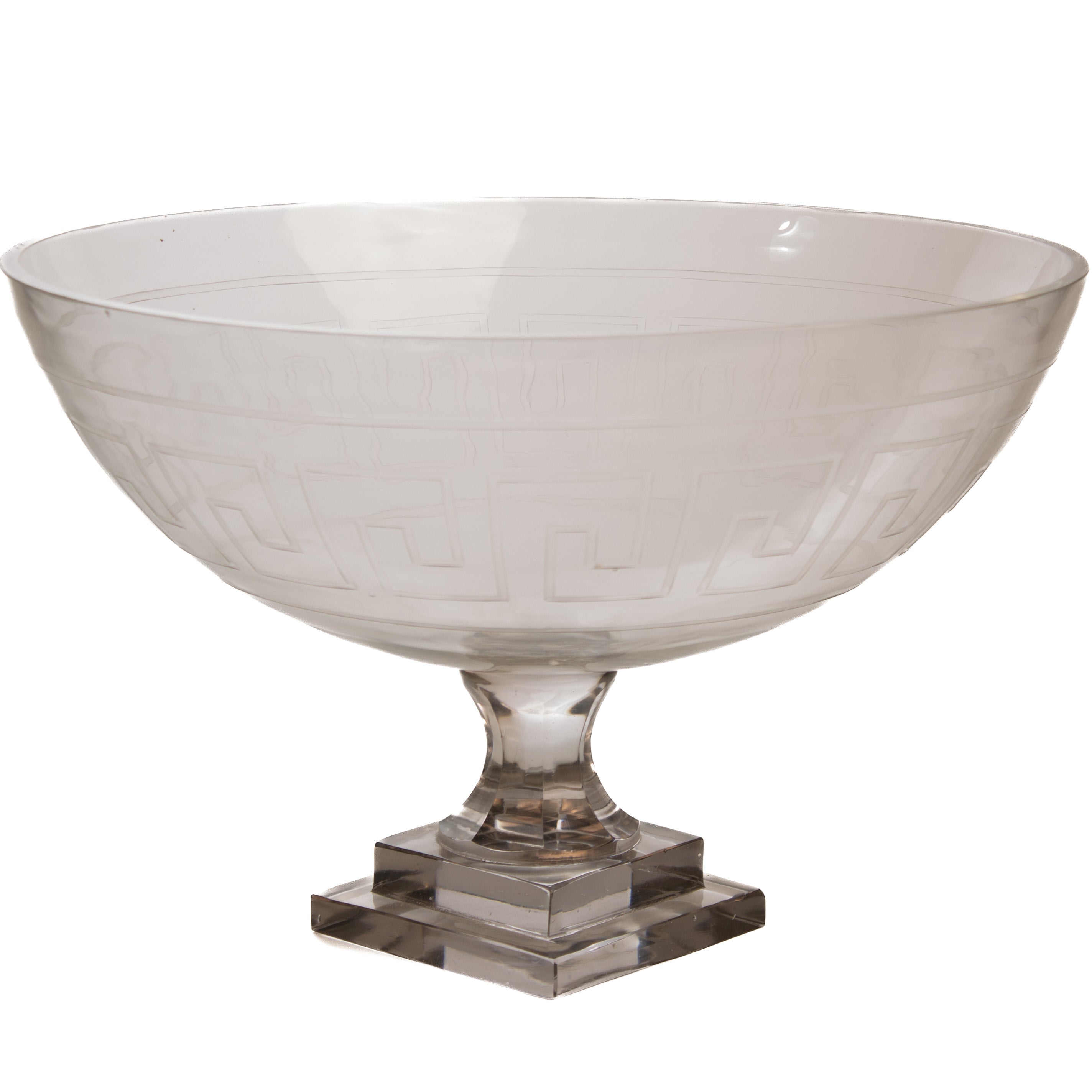 Greek Key Glass Bowl